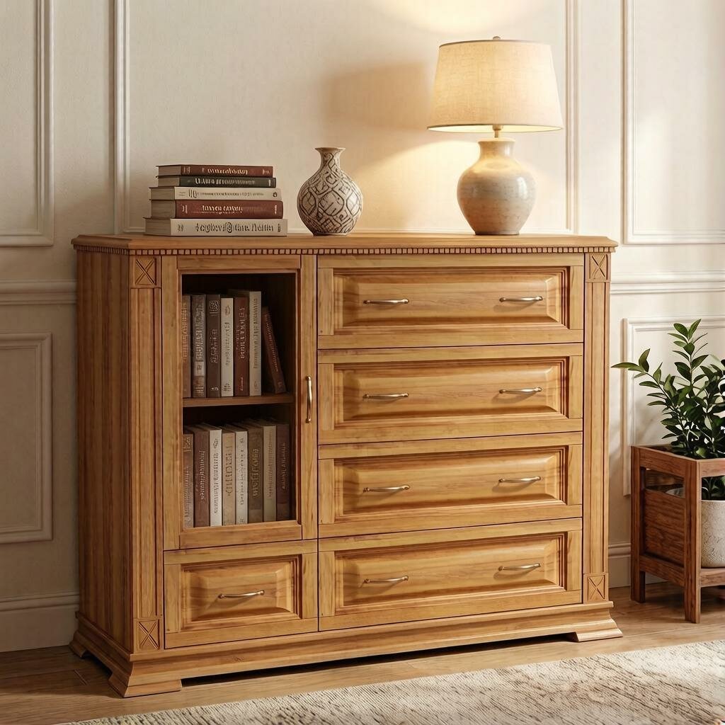 Комод Верди рианна 055 из массива сосны 120х45х100 см, классический орех 2, 5 ящиков