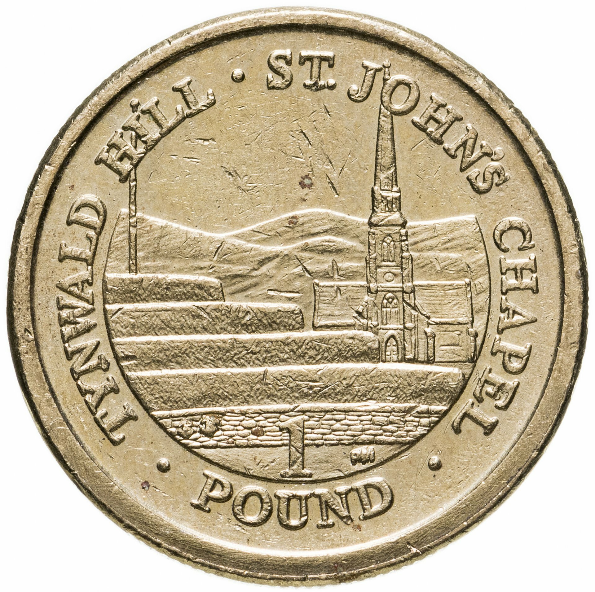 Остров Мэн 1 фунт pound 2004-2016, Латунь, в сохранности XF