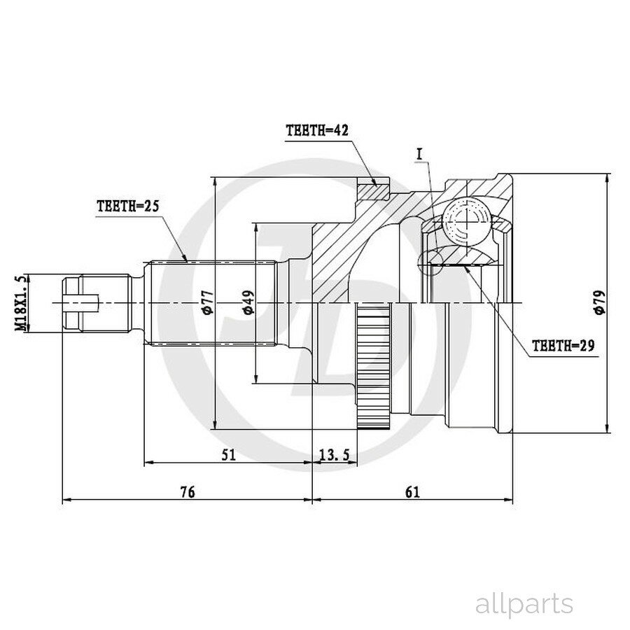 JUST DRIVE JCT0077A ШРУС внешний ABS SU029A42