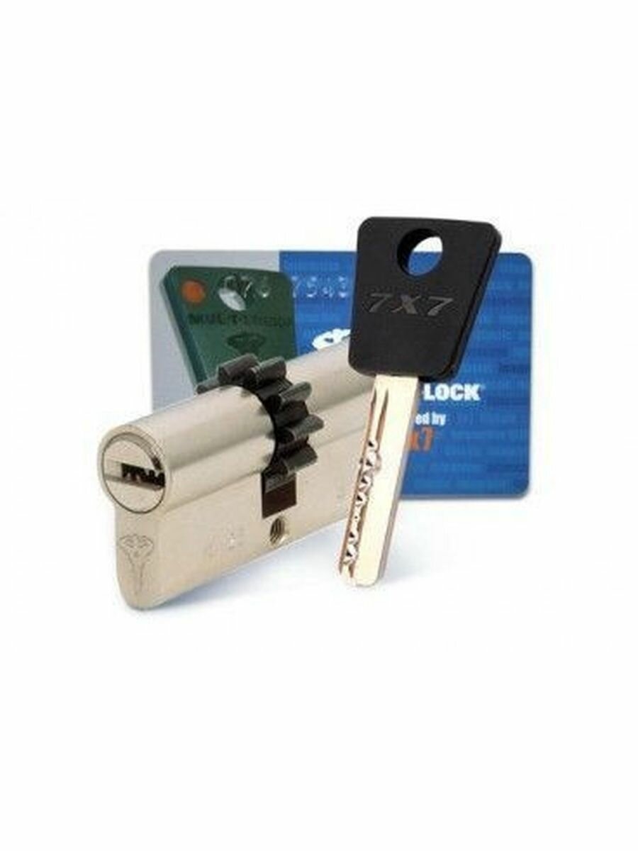 Цилиндр дверной Mul-T-Lock 7x7 (71мм 33*38 Верт.) ключ-вертушка, никель, шестеренка