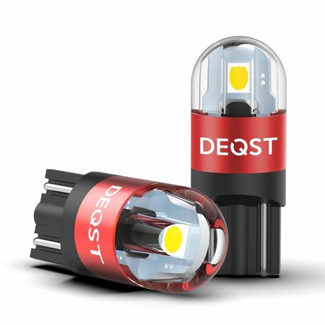 Лампа светодиодная T10 W5W LED Standart Line 12-24В 1Вт 6000K к-т 2шт DEQST 251001