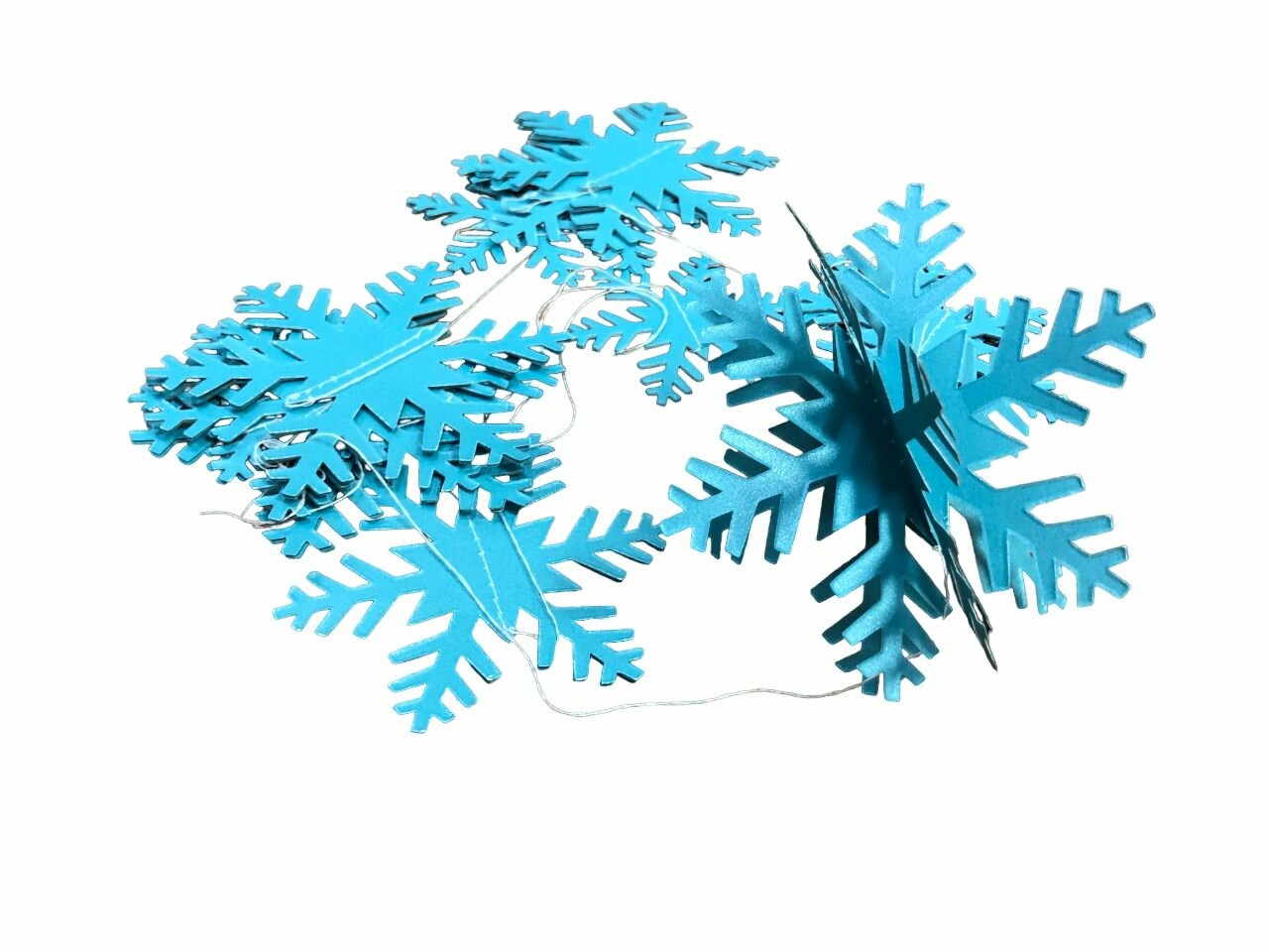 Рождественские снежинки, украшения 3D, Гирлянда 280 см голубая
