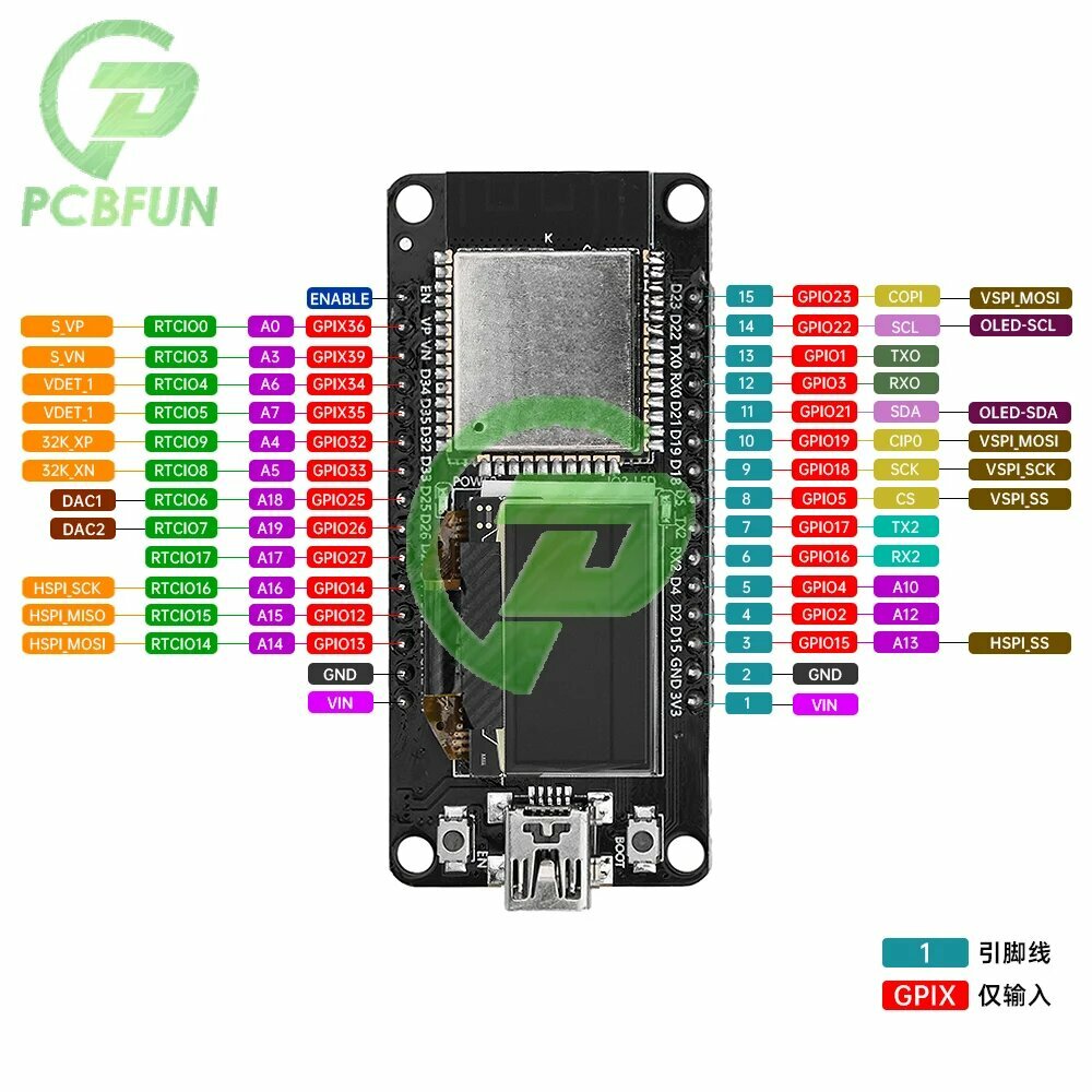 ESP32 OLED Type-C плата разработки pcbfun — фото 1