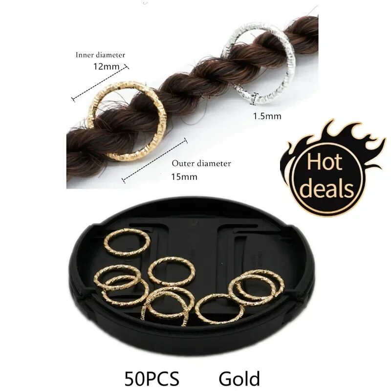 Кольца для волос золотые/серебряные 8-18 мм 50pcs 15mm NO.18