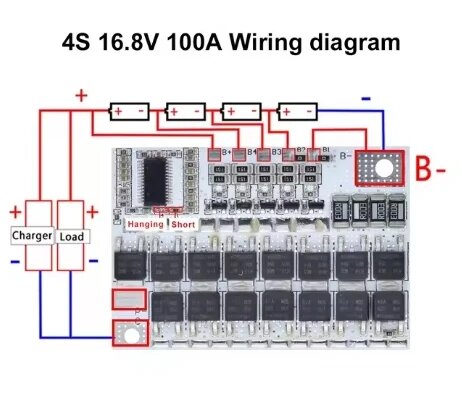 Литиевая батарейная плата BMS 3S/4S/5S 1pcs 4S 16.8V 100A