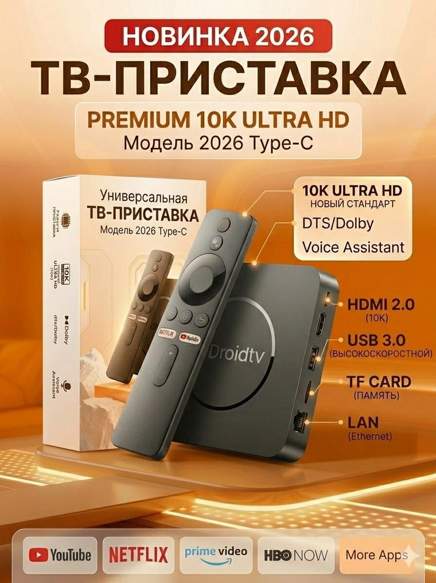 Смарт ТВ приставка для телевизора WI-FI Андроид, приставка для цифрового тв с пультом / медиаплеер