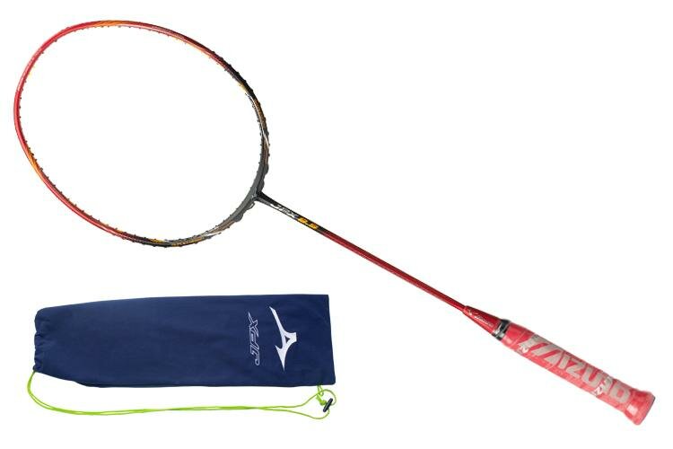 Ракетка для бадминтона унисекс Mizuno Full Carbon Offensive Type Heavy Head, Stiff Shaft Professional, черный/красный