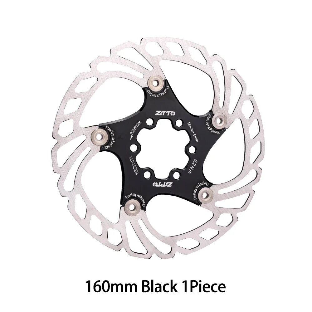 Дисковые тормозные роторы ZTTO 6-болтовые 140/160/180/203 мм Черный, 160mm Black