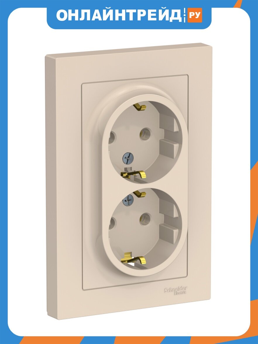 Розетка Systeme Electric (schneider Electric) SCHNEIDER ELECTRIC ATLASDESIGN 16А, в сборе, бежевый ATN000224