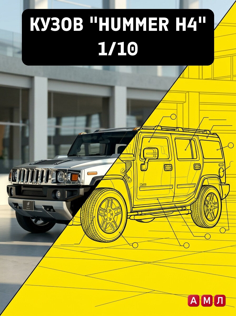 Проект чертеж Кузов Hummer H4 Хаммер в масштабе 1/10 из пластика для радиоуправляемых моделей р/у своими руками - скачать и распечатать чертежи с размерами, пошаговая и поэтапная схема сборки