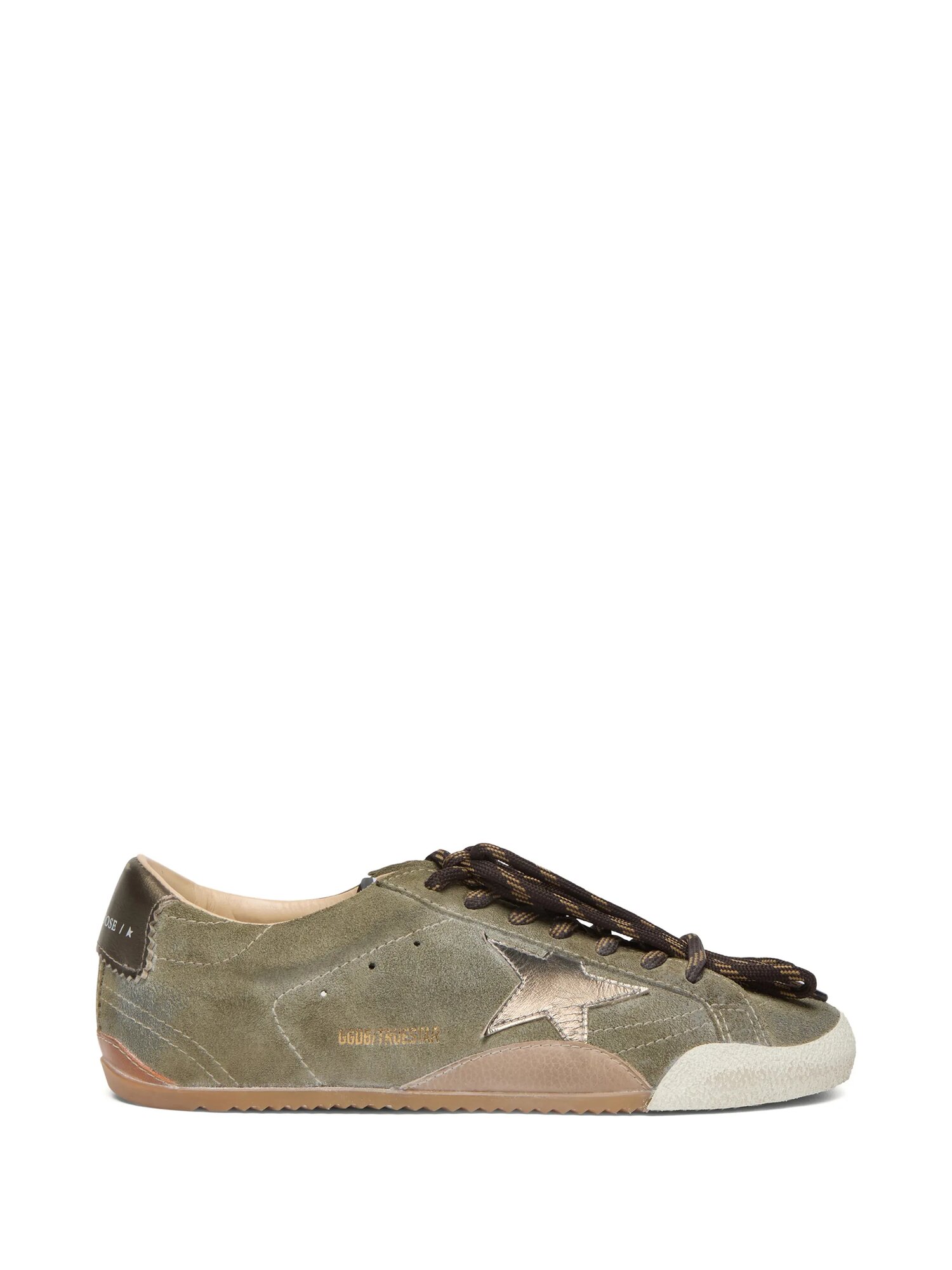 Кроссовки Golden Goose True-Star in olive suede with gold star