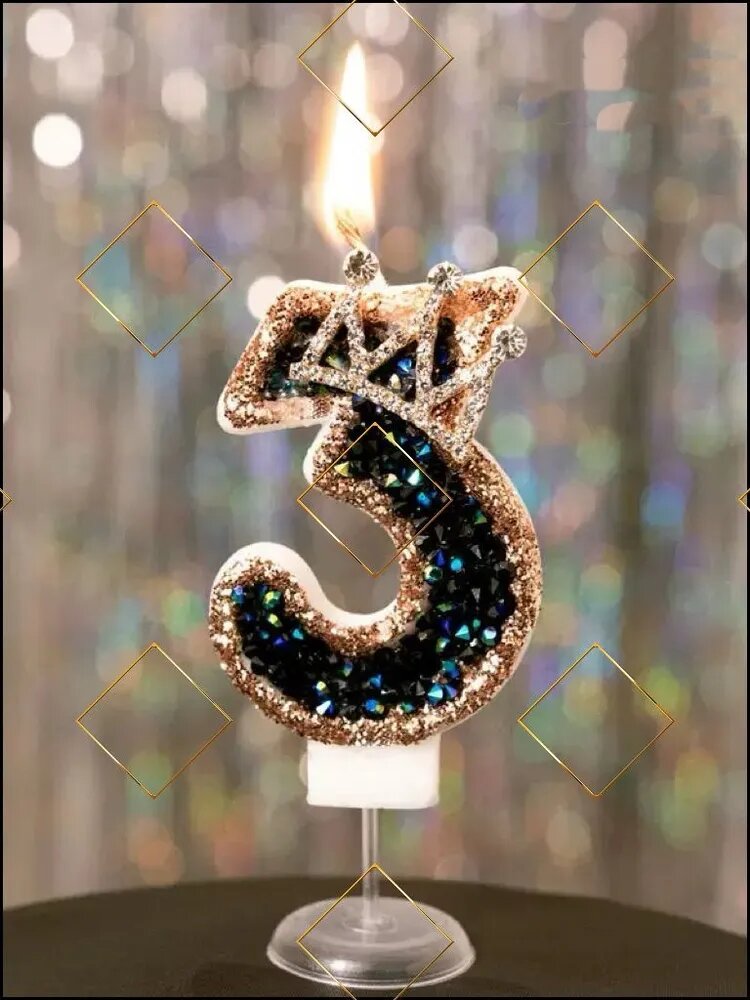 Свечи для торта цифра 3, 8 см, 1 шт