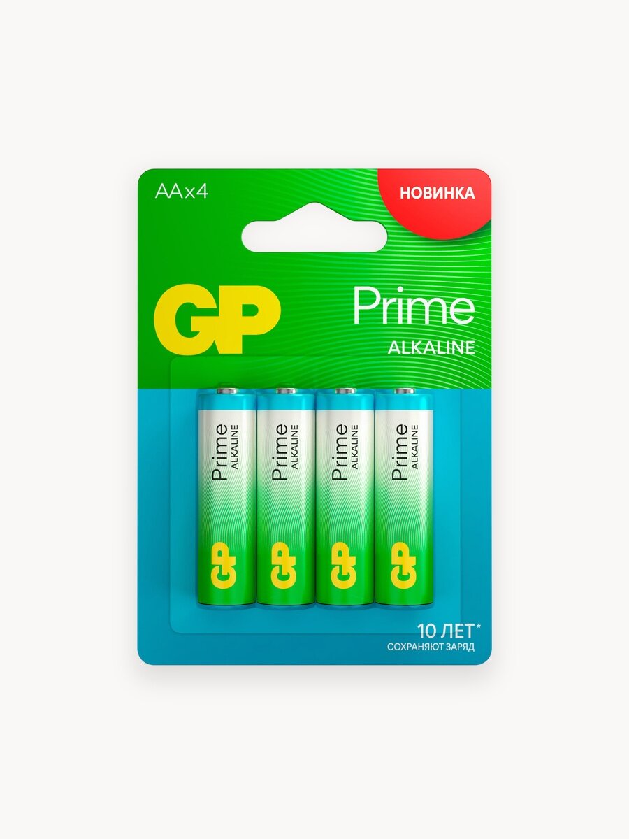 GP Батарейки АА пальчиковые алкалиновые Prime Alkaline, блистер 4 шт.