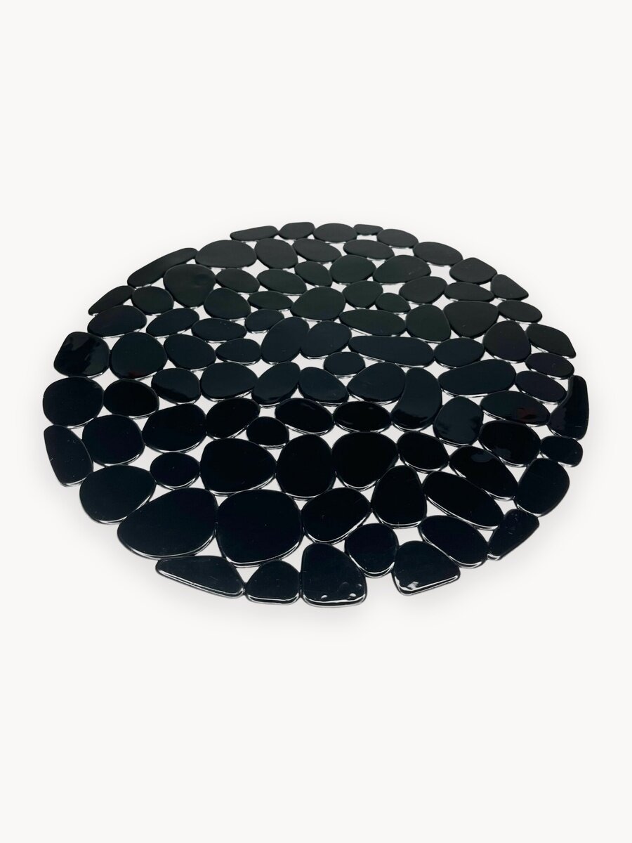 Силиконовый коврик ILI home для раковины, черный, круглый, диаметр 29см