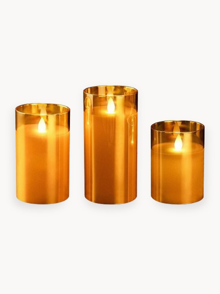 Новогодние свечи 2026 светодиодные, набор 3 шт. с пультом для украшения дома ФАZА