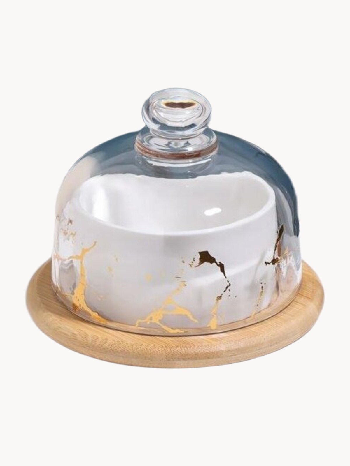 Икорница «Марбл», объем 150 мл, d=8 см, с подставкой и крышкой, керамика