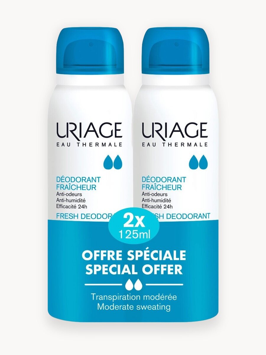 Набор URIAGE дезодорант освежающий с квасцовым камнем спрей 125 мл х 2 шт