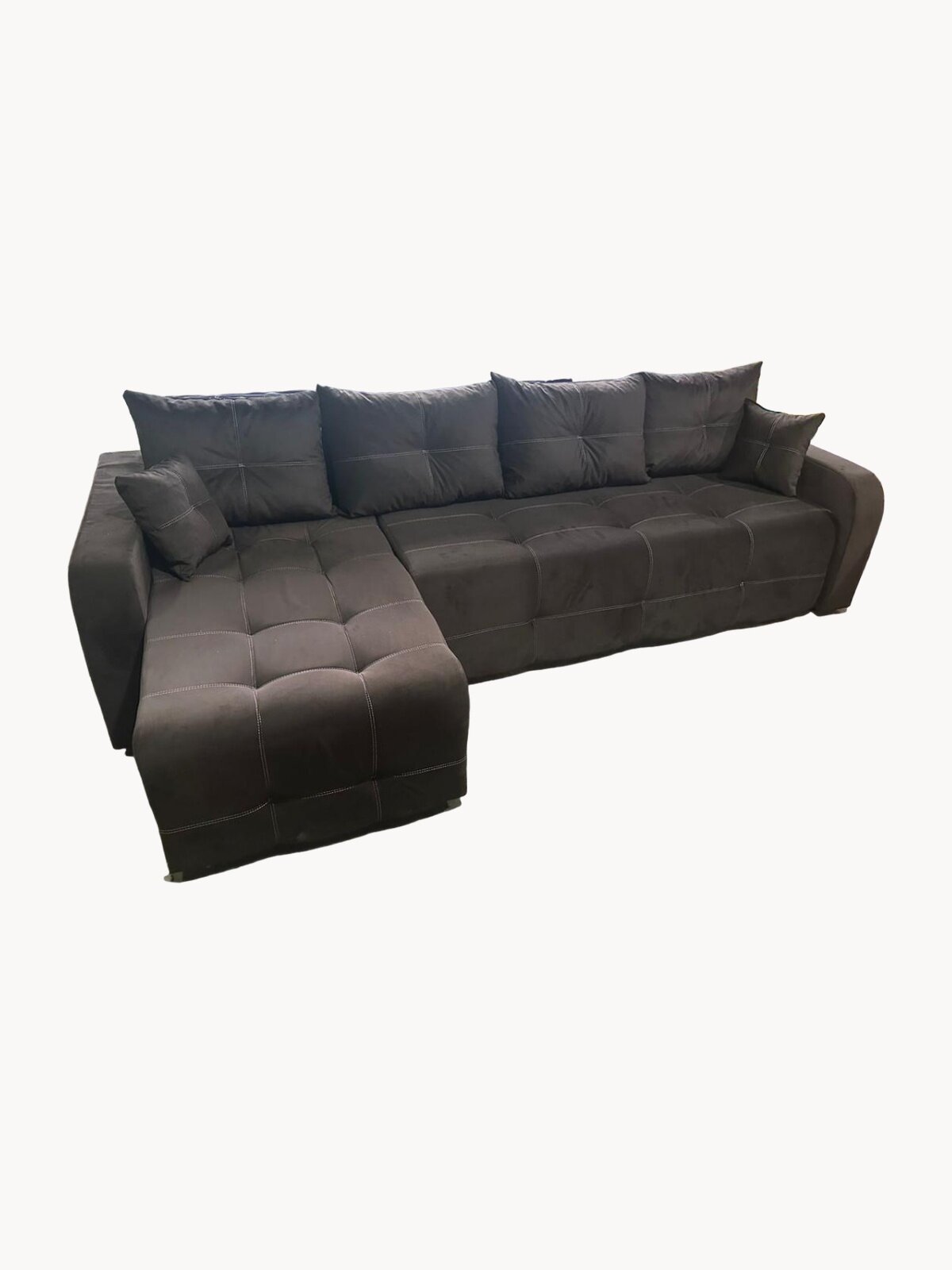 Диван угловой Вегас с левым углом (ппу, велюр cabrio, темно-коричневый)