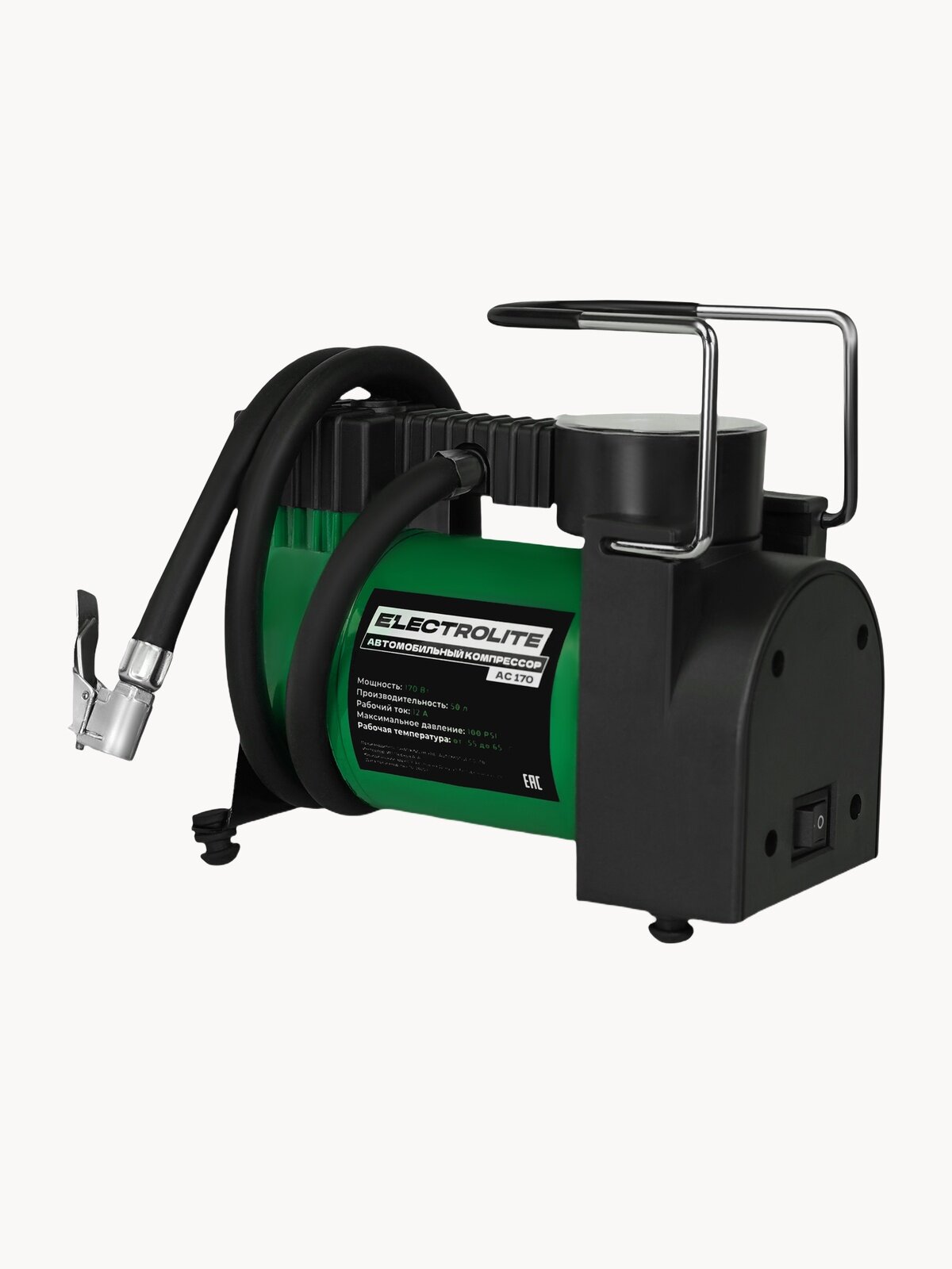 Компрессор Electrolite AC 170, питание от прикуривателя, длина шланга 4 м