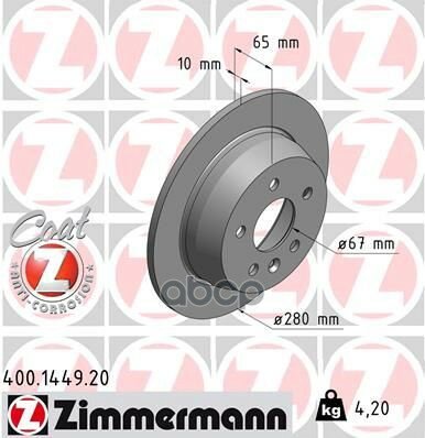 Диск тормозной Zimmermann арт. 400144920