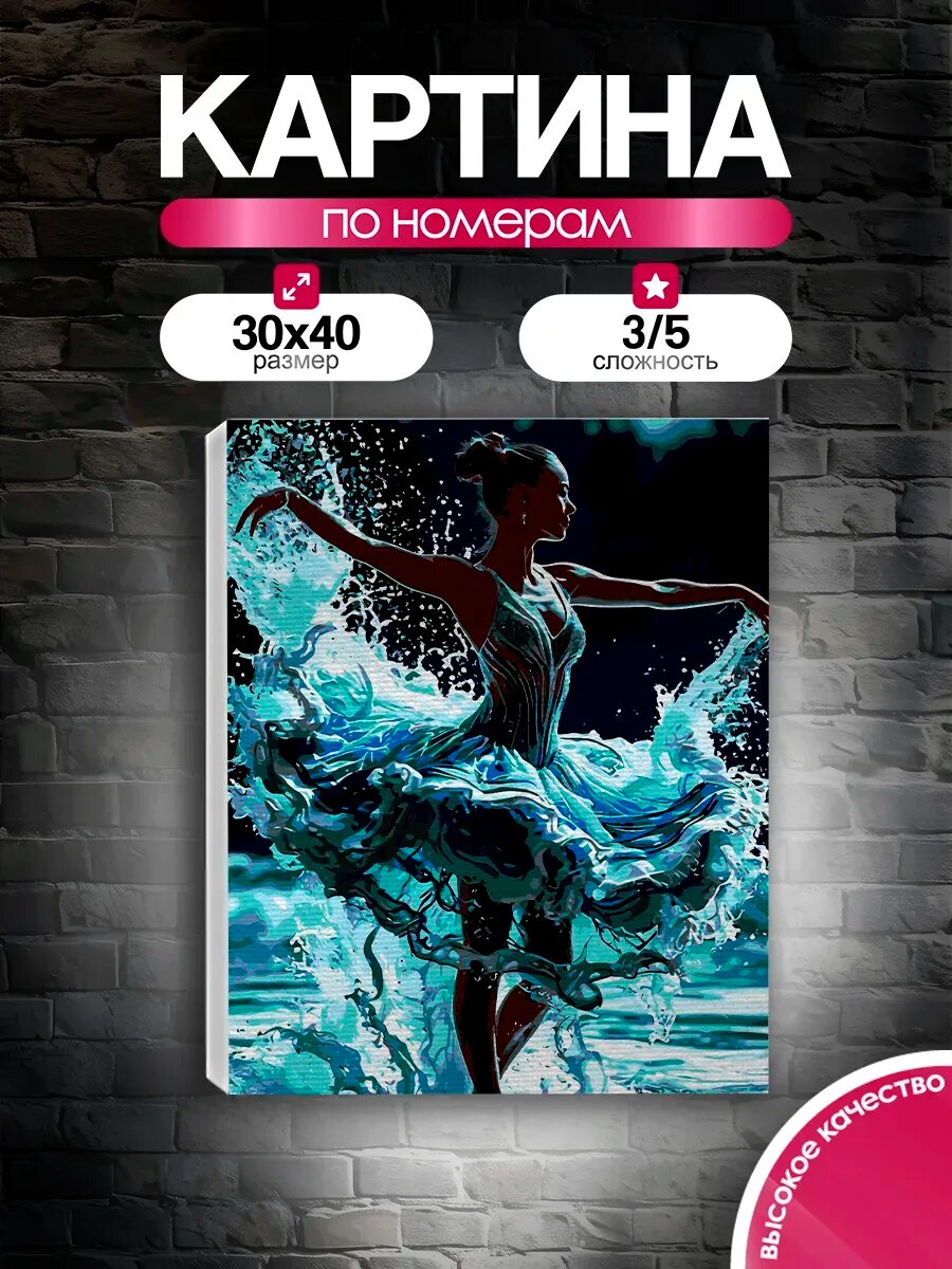 Картина по номерам 30x40 Балерина в воде