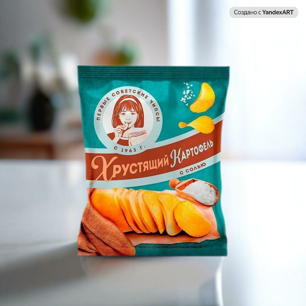 Натуральные картофельные чипсы с солью Хрустящий Картофель, 70 гр