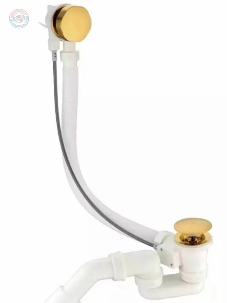 Сифон слив-перелив для ванны Alto полуавтомат с латунной крышкой и тросовым управлением универсальный комплект