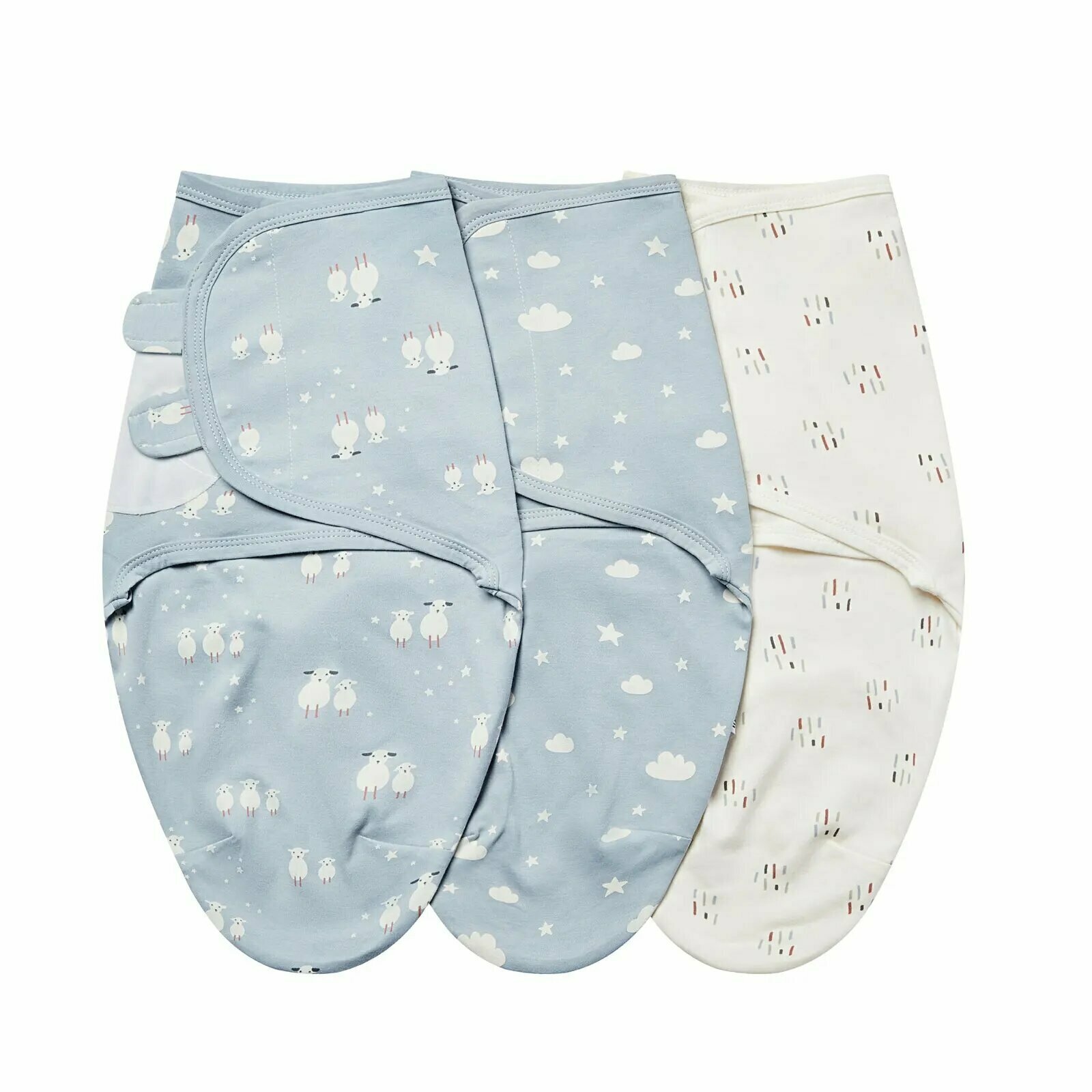 Детский спальный мешок, пеленка для новорожденных, конверт-кокон, пеленка, мягкое одеяло для сна из 100% хлопка, детские одеяла, Осенние, из трех предметов, Grey Lamb, S, Унисекс