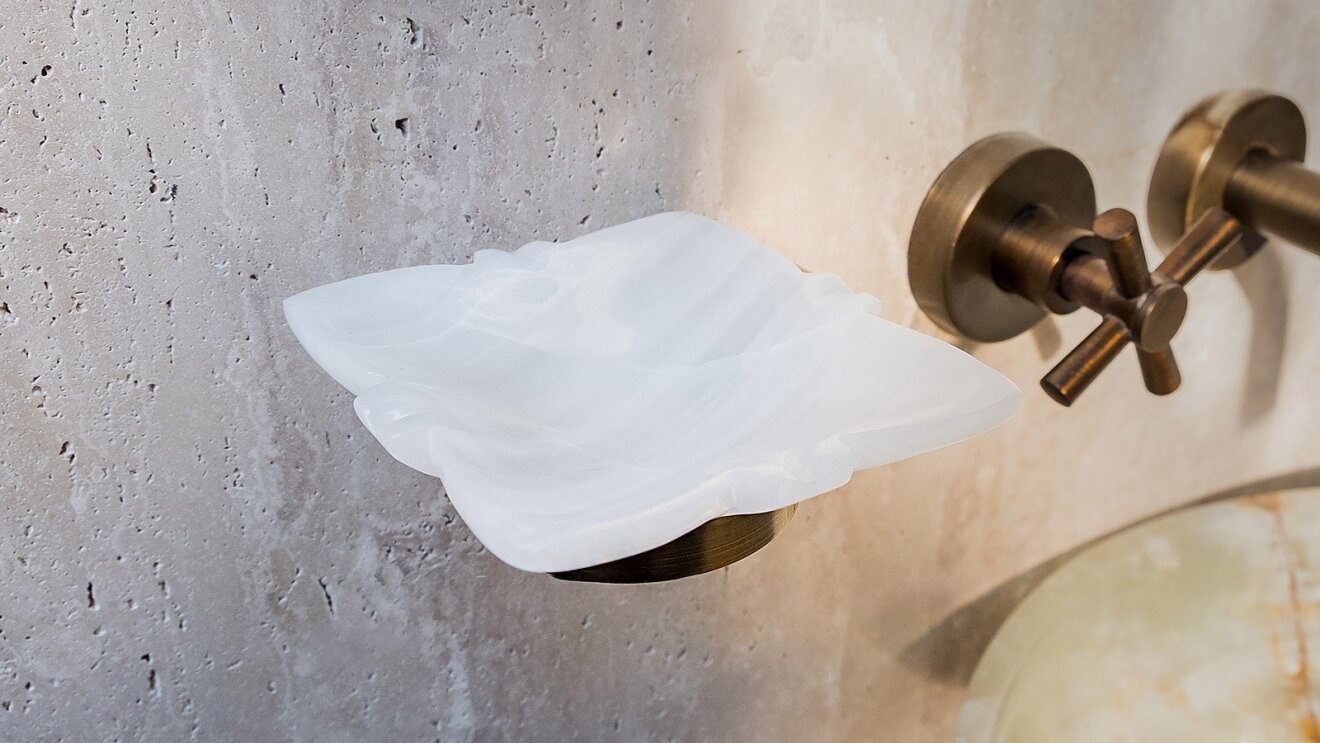 Мыльница для ванной Flor Bronze из оникса White Onyx