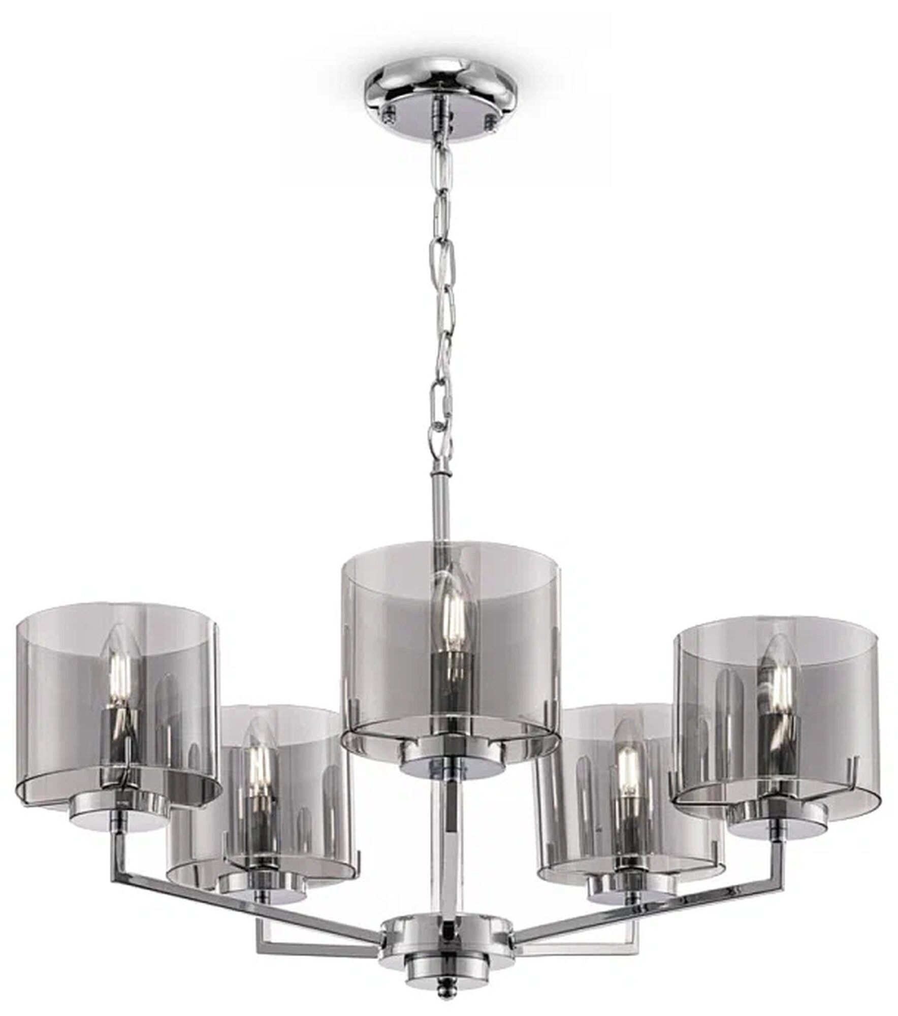 Люстра Freya "Karen" FR5096PL-05CH, стиль минимализм, регулировка по высоте, 5 лампочек