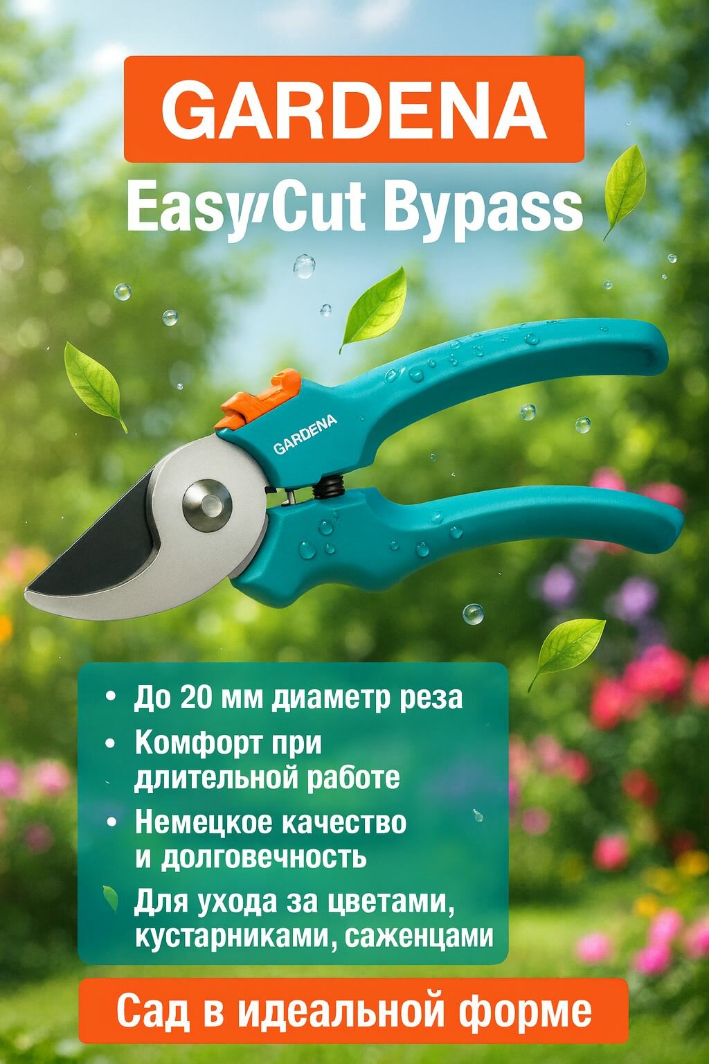 Секатор GARDENA EasyCut Bypass до 20 мм