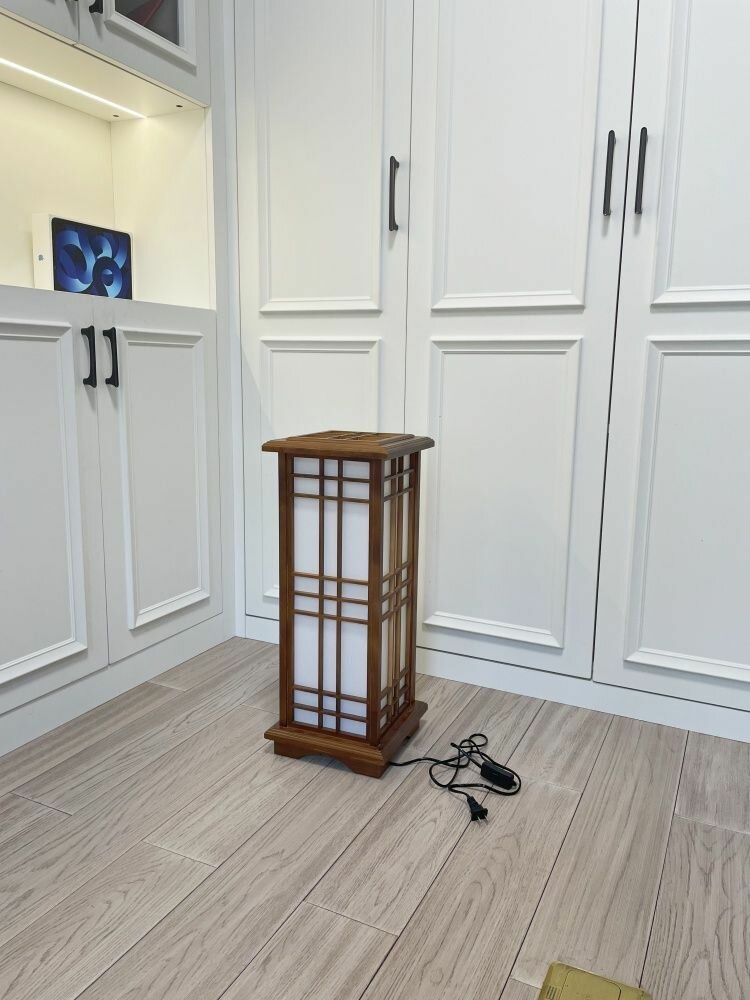 Торшер, японский стиль, деревянный, E27, бумажные плафоны, лампы в комплекте