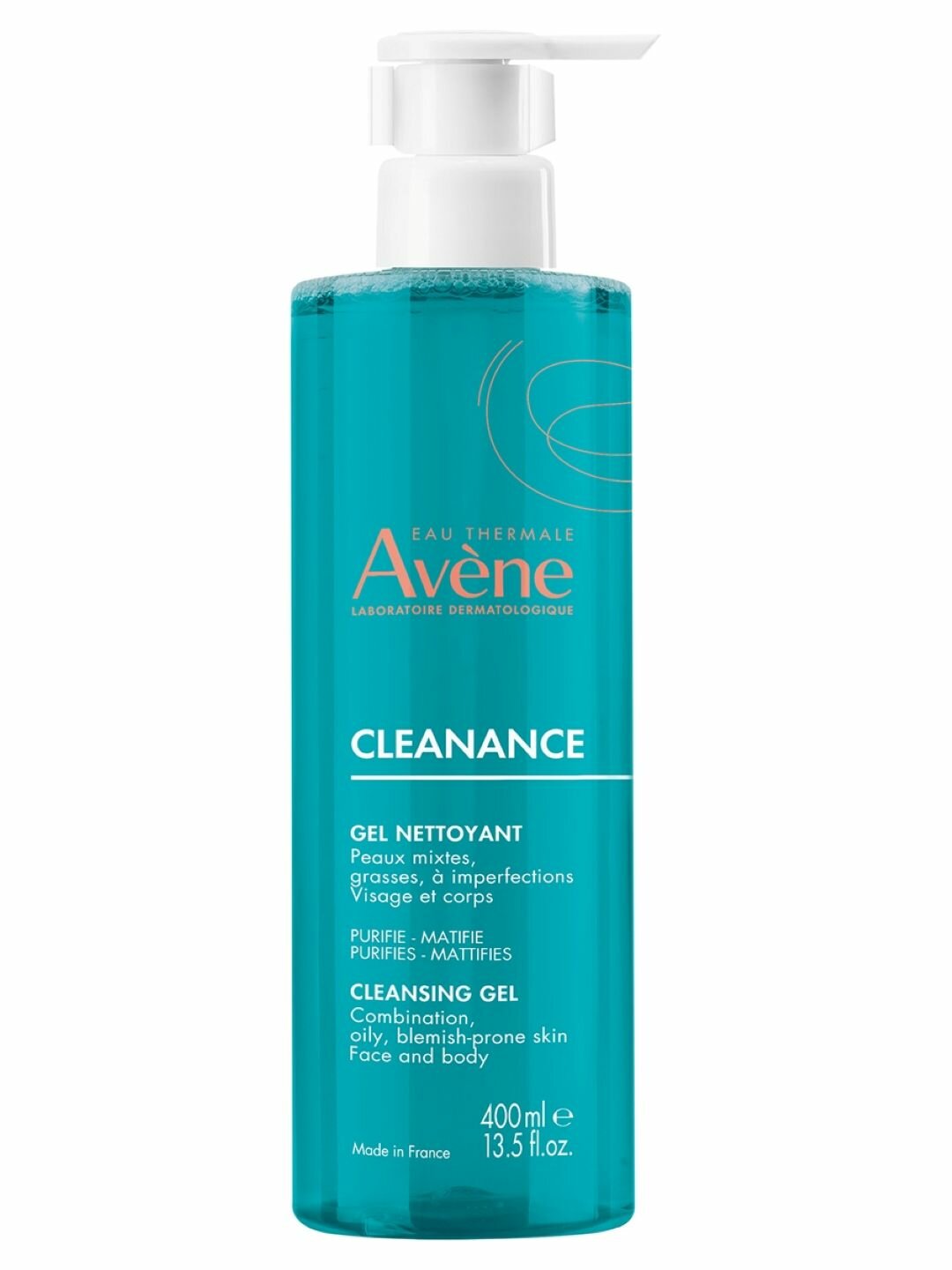 Авен клинанс Очищающий, матирующий гель, 400 мл | AVENE Cleanance Cleansing gel