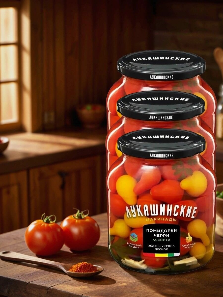 Томаты "Лукашинские" Черри ассорти маринованные 670 г. (Набор из 3шт)