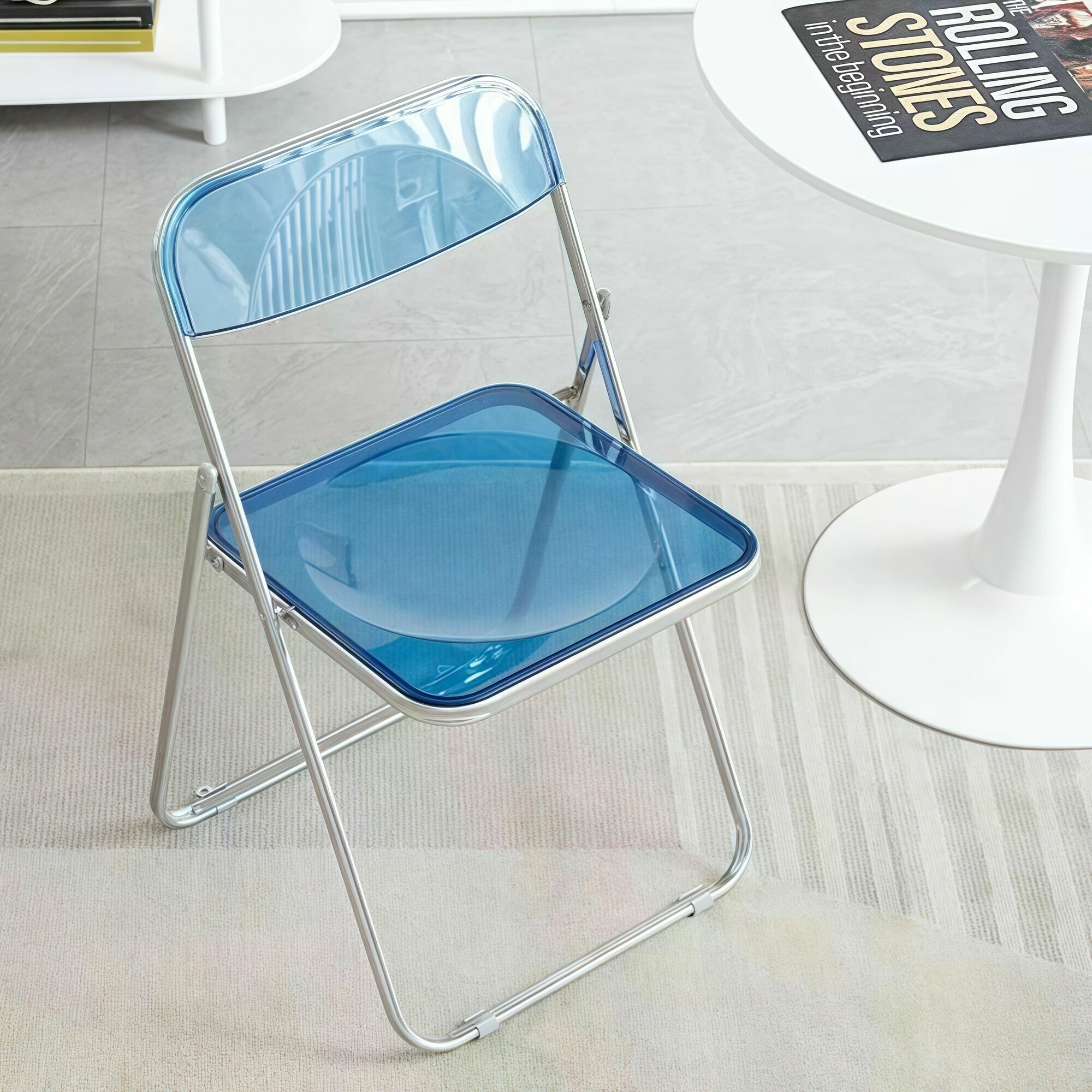 Складной стул, акриловая обивка, пластиковый каркас, 46х45 см, синий