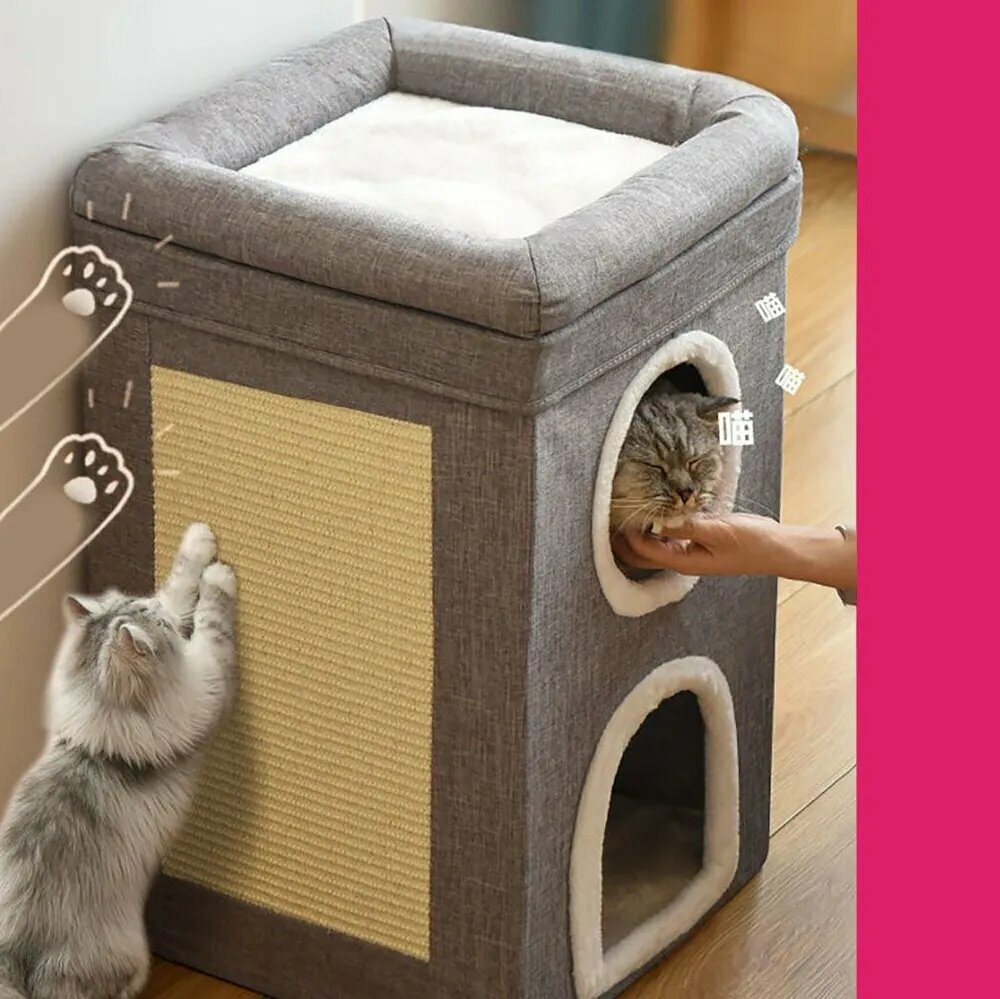 Домик с когтеточкой для животных 2х-этажный