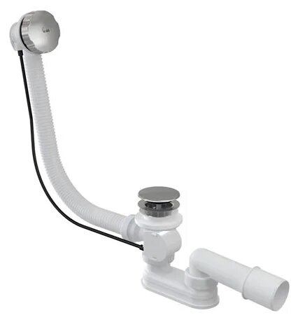 Слив-перелив для ванны AlcaPlast A55КM 52 мм, полуавтомат, хром, с сифоном