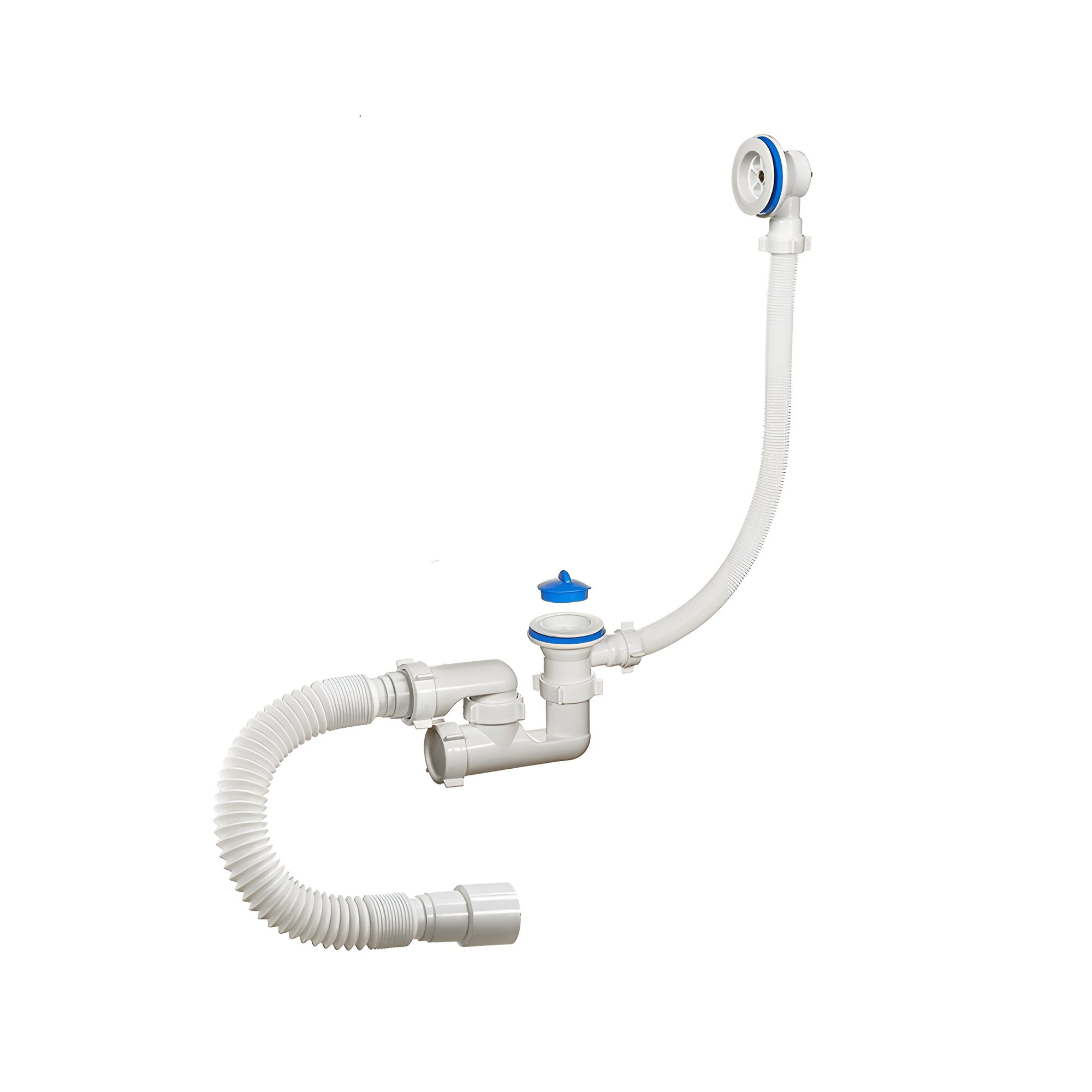 Сифон для ванн Orio, 1 1/2" x 40 мм, с пластиковой чашей, регулируемый, с переливом и гофротрубой