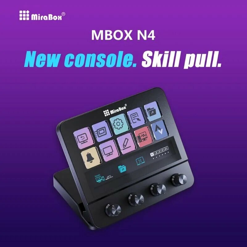 MBox N4 Stream Deck С Ручкой Mirabox StreamDeck LCD Кнопка Контроллер Для Создания Живого Контента Мини-клавиатура