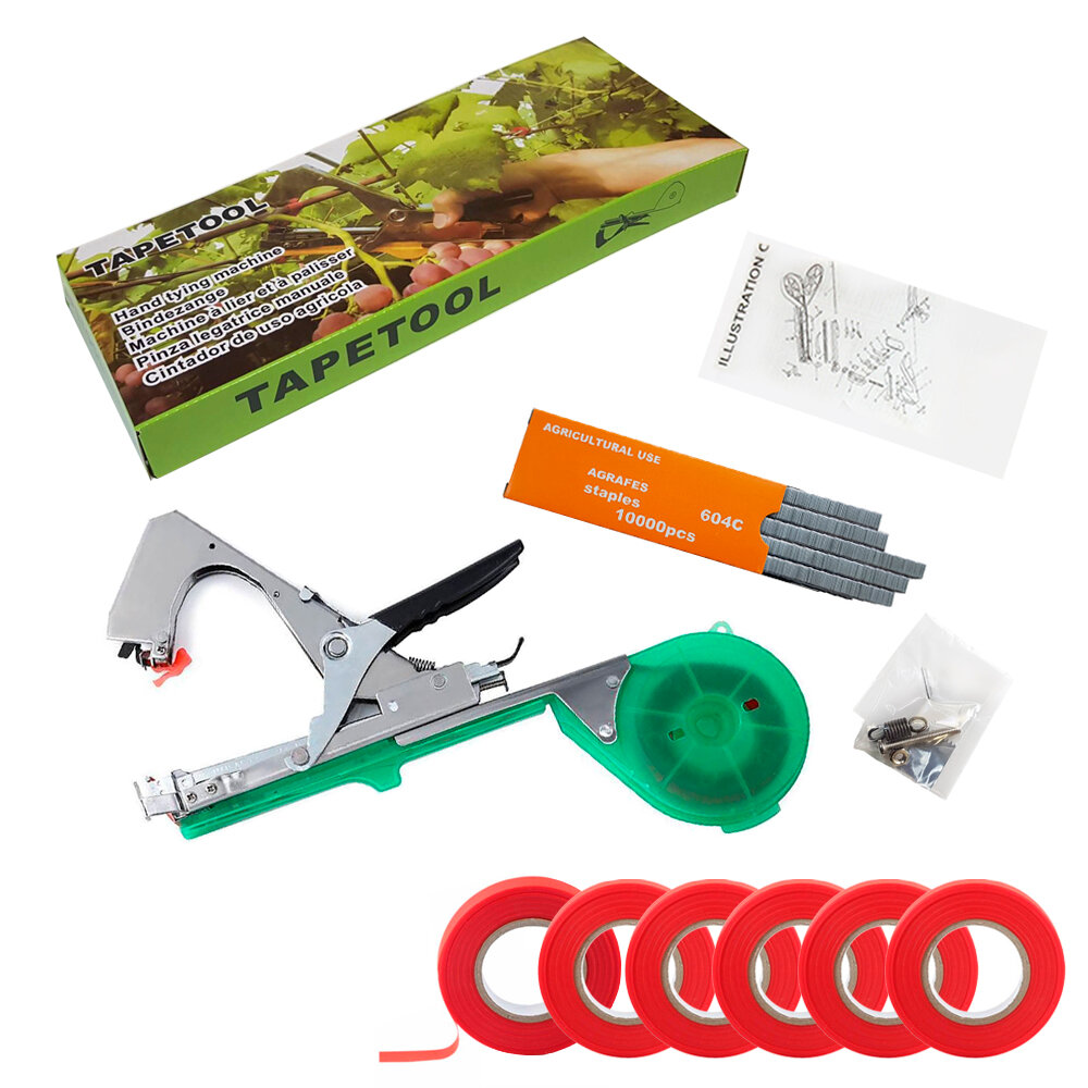 Тапенер садовый для подвязки растений BZ (подвязчик + лента 180 метров + скобы + нож для тапенера)