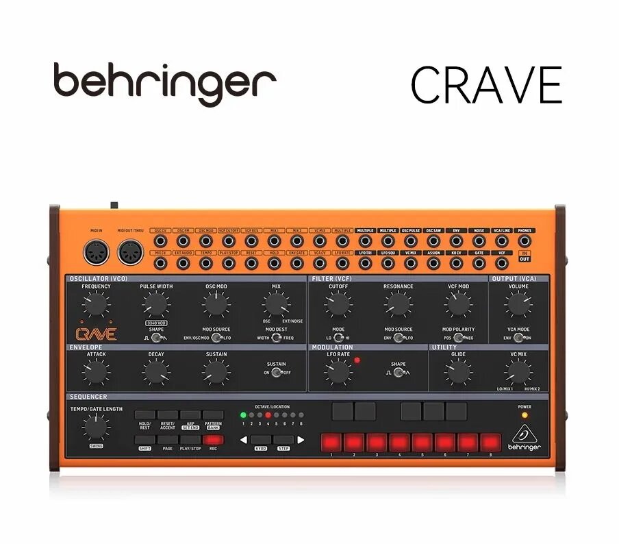 BEHRINGER CRAVE Классический секвенсор с трапециевидным фильтром Аналоговый полумодульный синтезатор
