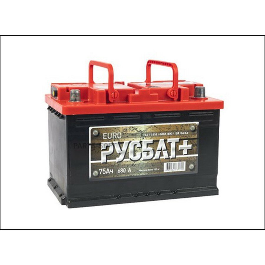 Аккумулятор 6СТ- 75 Русбат+ о. п. (пусковой ток 680А) L3 (АКОМ) от официального дистрибьютора, AKOM, артикул 4607034731311