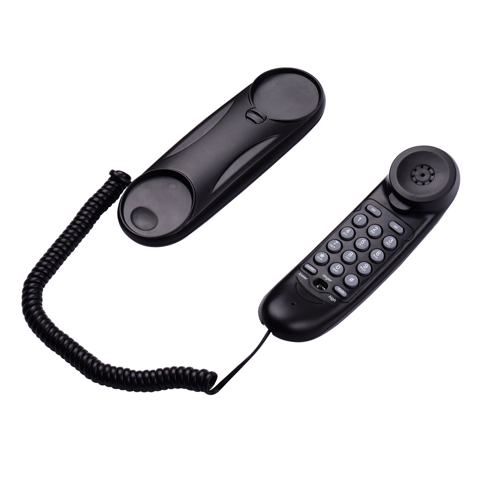Мини проводной телефон, черный, настенный/настольный, ЖК-дисплей, АОН, повторный набор