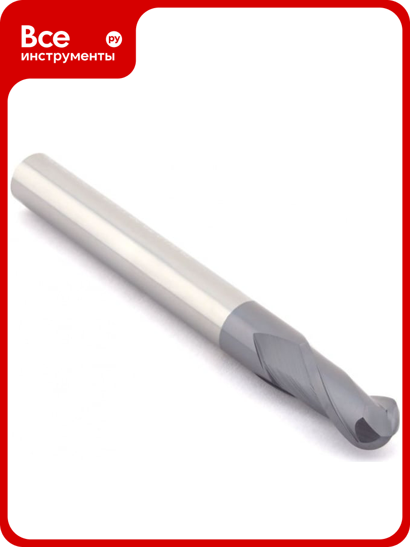 Фреза сферическая (радиусная) твердосплавная по металлу CNCINS PMK12. Z2.10.25.75.30. D10. TiAlN для надежной фиксации инструмента