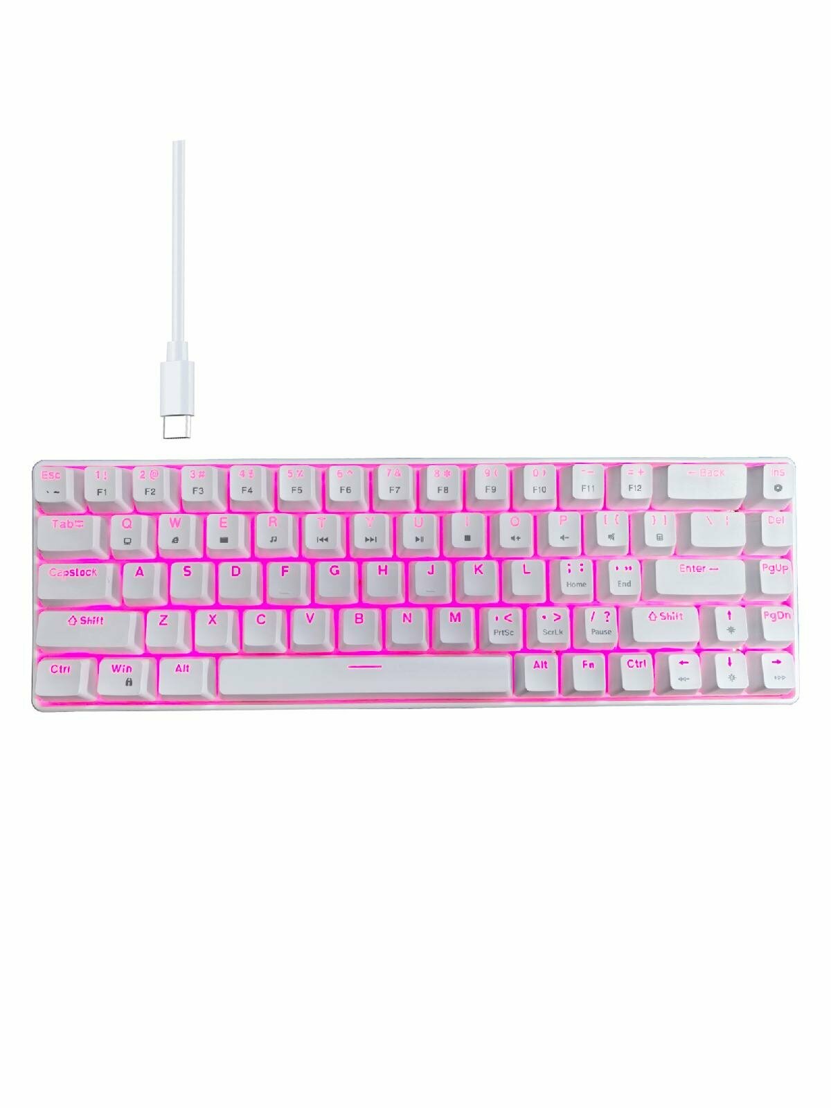 68Keys Mechanical Keyboard Double Shot Two Color Injections with Backlits Option for PC Gamer USB C Small Gaming Keypad