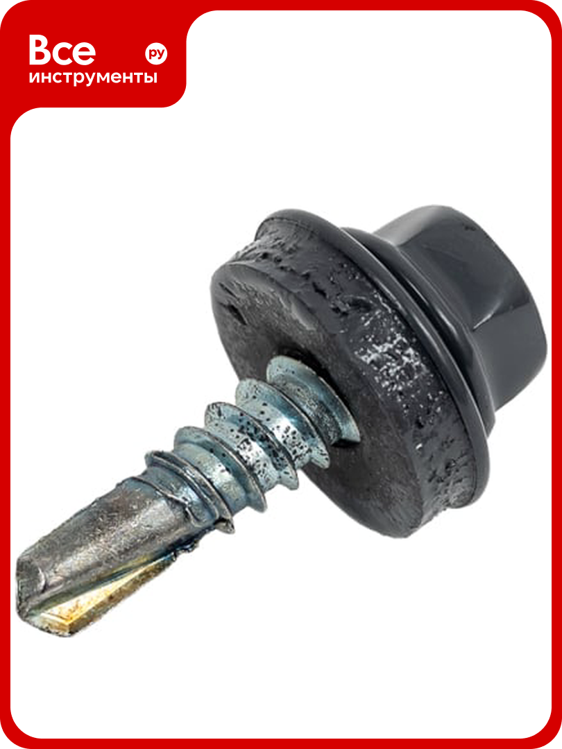 Саморез КРС Госкреп М RAL7024 4,8x19 8x19 стальной саморез с внешним шестигранником, оцинкованное покрытие, пресс‑шайба