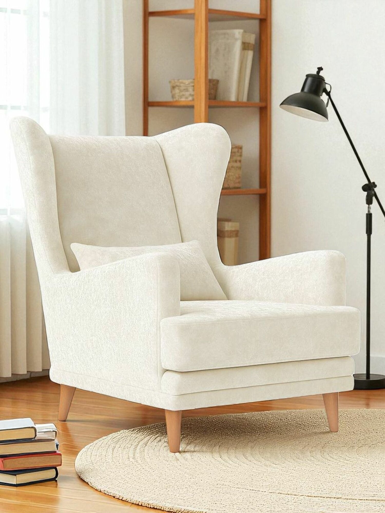 Кресло мягкое Вегас, кресло мягкое для дома белое велюр Crush 1