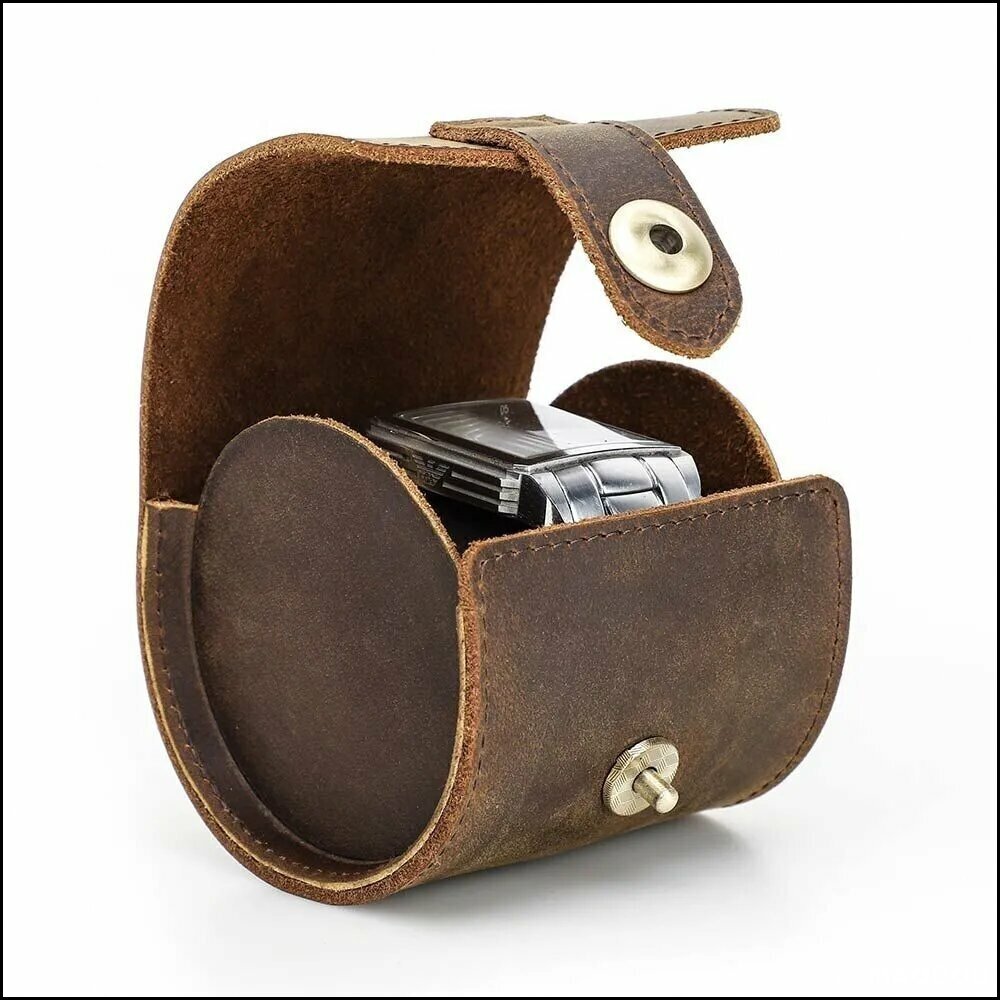 Ретро сумасшедшая лошадь коровья кожа путешествия портативные часы коробка одна упаковка ручной работы кожаные часы ящик для хранения, MAODOU