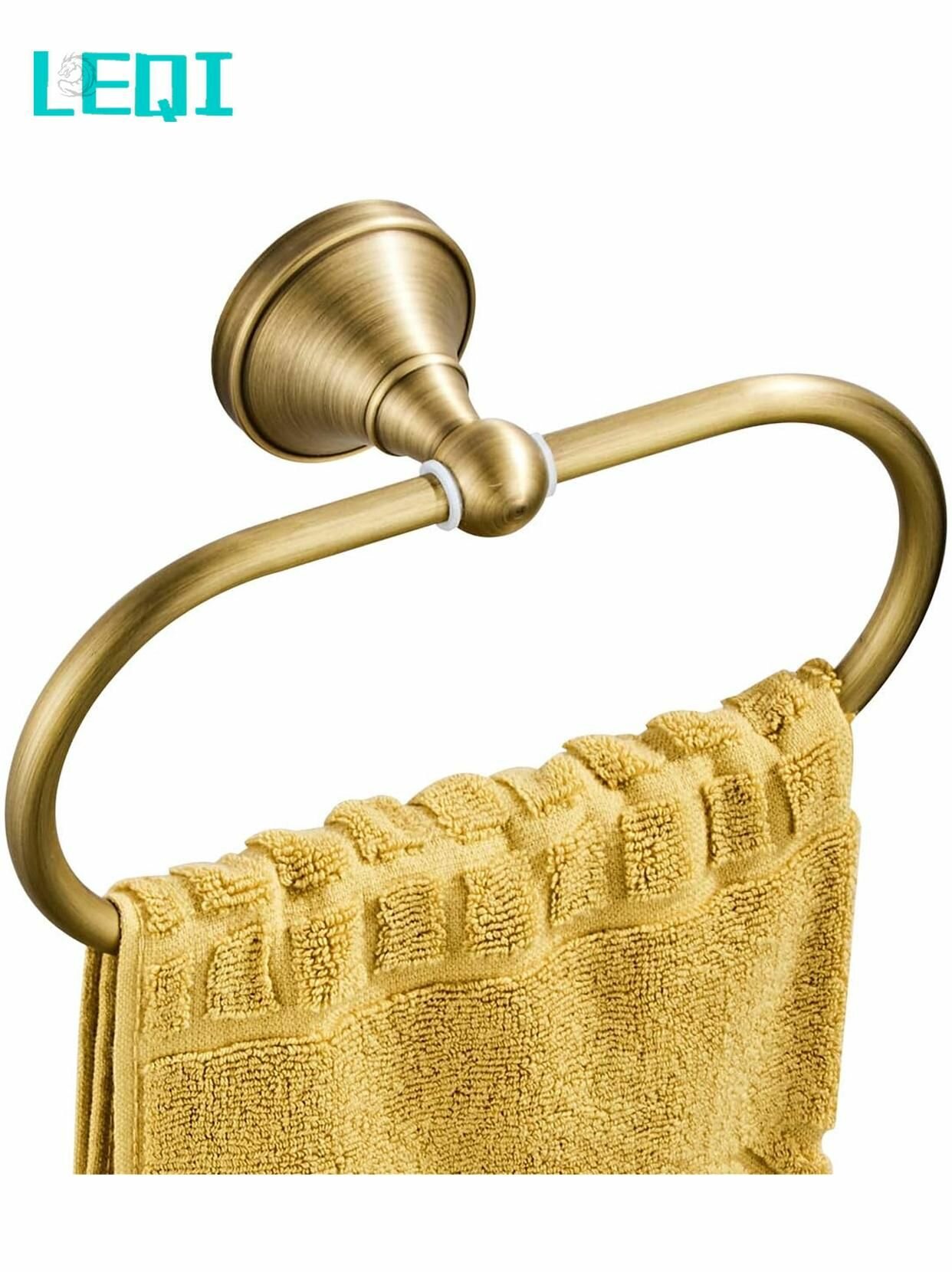 "Ретро-держатель для полотенец LEQI из цельной латуни антикварный шик для вашей ванной"полотенец в ванной комнате, латунная кольцо для полотенец в ванную
