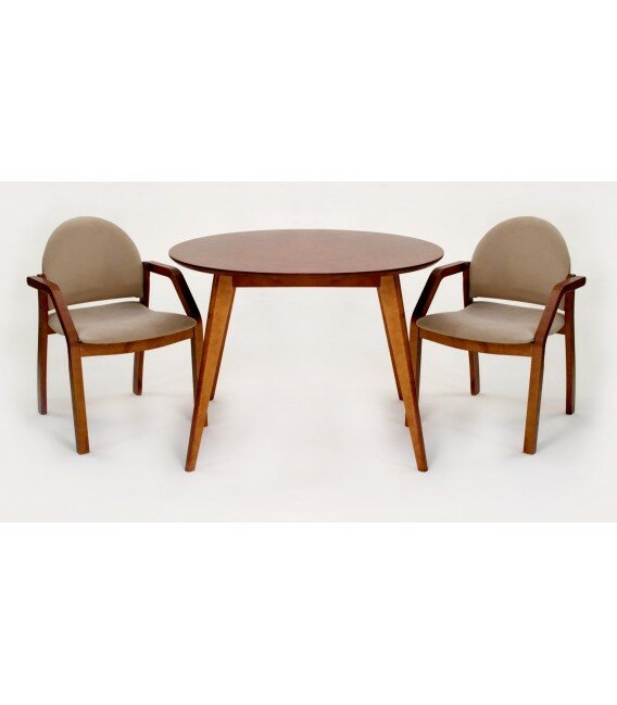 Стол Сканди К 90 орех со стульями Джуно орех велюр бежевый